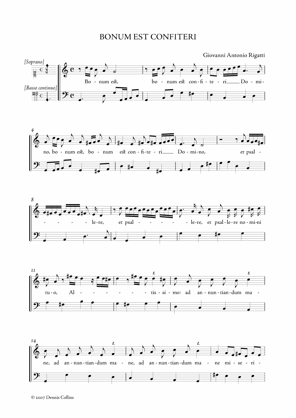 Giovanni Antonio Rigatti, Bonum est